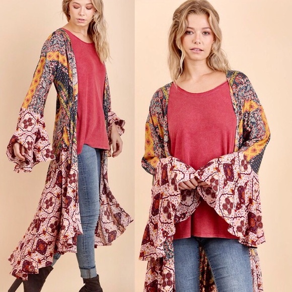 Umgee | Tops | Floral Print Duster Kimono Boho | Poshmark